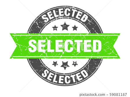 selected round stamp with green ribbon. selected - Stock Illustration ...