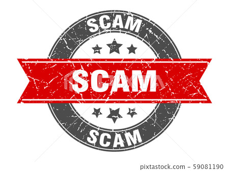 scam round stamp with red ribbon. scam - Stock Illustration [59081190 ...