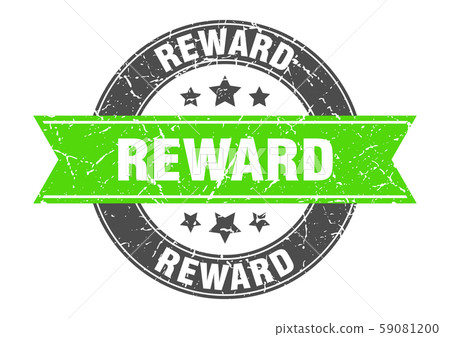 reward round stamp with green ribbon. reward - Stock Illustration ...