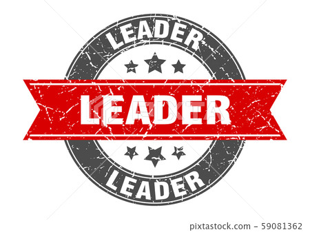 leader round stamp with red ribbon. leader - Stock Illustration ...