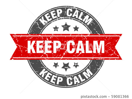 keep calm round stamp with red ribbon. keep calm - Stock Illustration ...