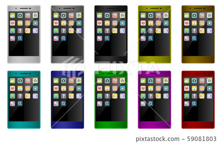 A set of 10-color smartphone (smartphone)... - Stock Illustration ...