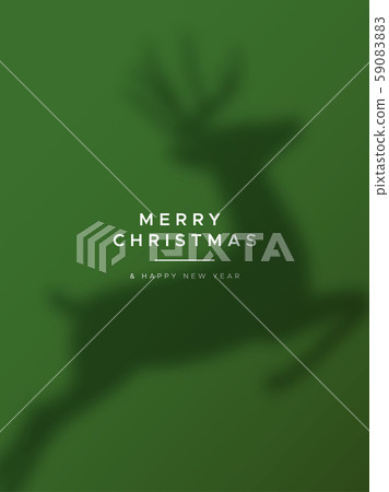 Christmas New Year green reindeer shadow card - Stock Illustration ...