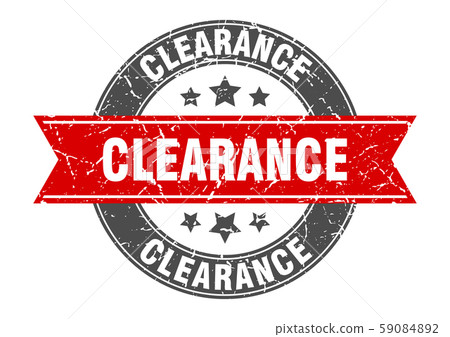 clearance round stamp with red ribbon. clearance - Stock Illustration ...