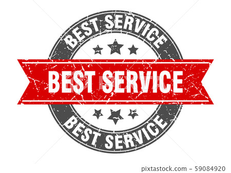 best service round stamp with red ribbon. best - Stock Illustration ...
