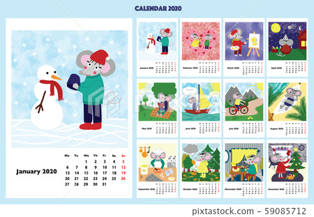 Children calendar 2020 for whole year - Stock Illustration [59085712 ...