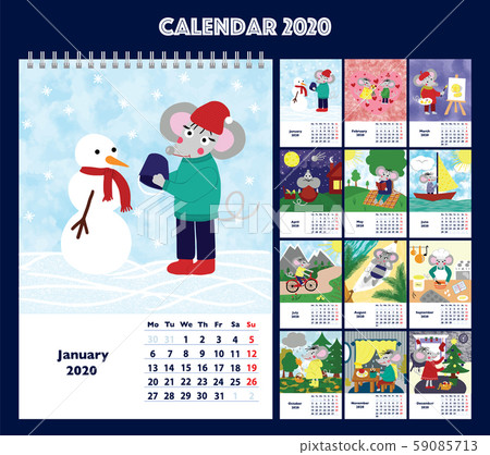 Children calendar 2020 for whole year - Stock Illustration [59085713 ...