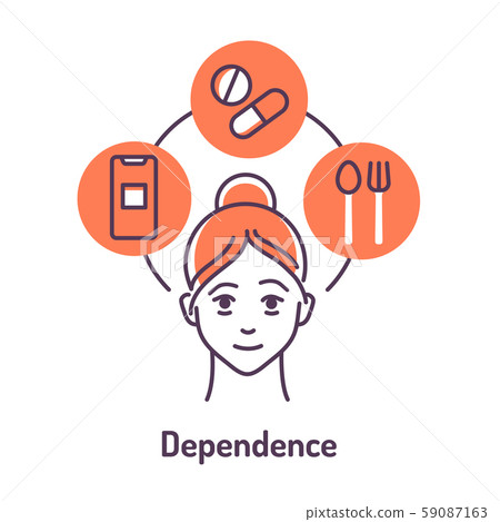 Addiction color line icon on red background. - Stock Illustration ...