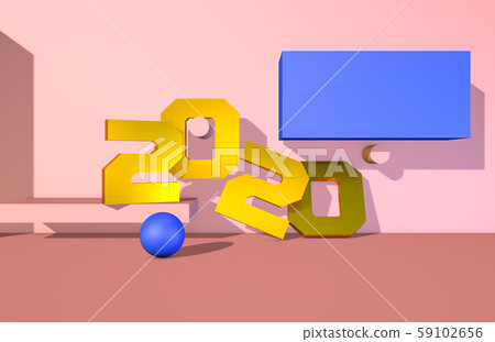2020 year golden sign with pink background. 3D... - Stock Illustration ...