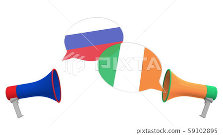 Flags of Ireland and Russia on speech balloons... - Stock Illustration ...