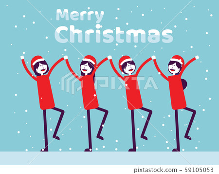 Christmas Dancing. Holiday concept, Happy cartoon - Stock Illustration ...