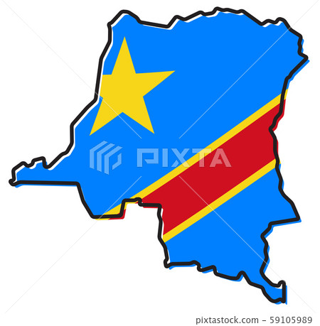 Simplified map of Democratic Republic of the Congo - Stock Illustration ...