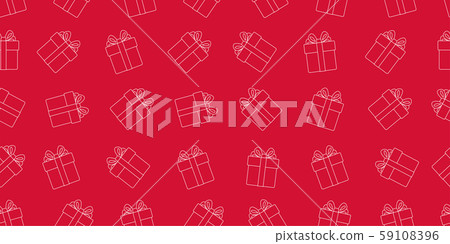 Gift boxes seamless pattern background, line... - Stock Illustration ...