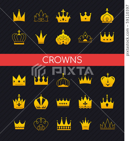 Crowns collection - set of colorful vector icons - Stock Illustration ...