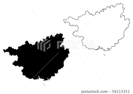 Guangxi Zhuang Autonomous Region map vector.... - Stock Illustration ...