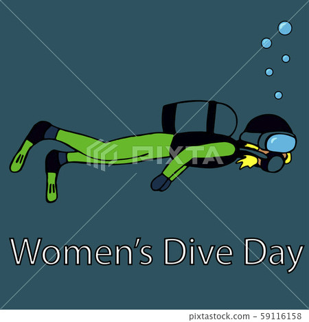 woman diving with a mask. women dive day. isolated - Stock Illustration ...