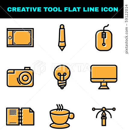 creative flat line icon - Stock Illustration [59122014] - PIXTA