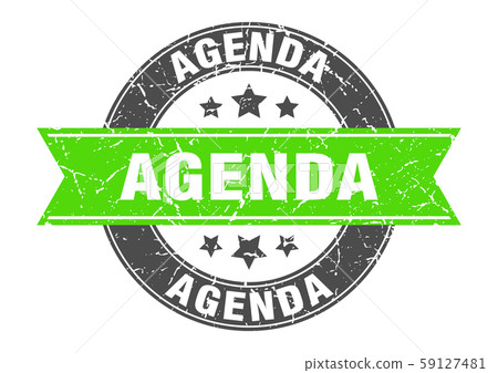 agenda round stamp with green ribbon. agenda - Stock Illustration ...