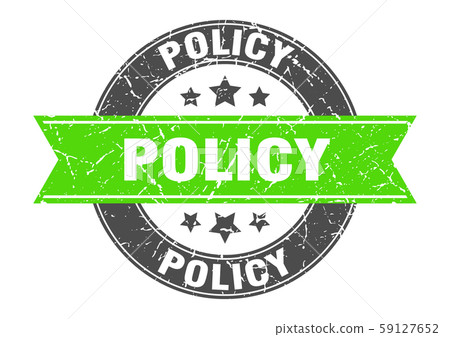 policy round stamp with green ribbon. policy - Stock Illustration ...