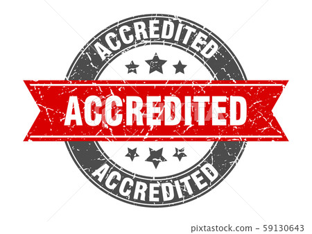 accredited round stamp with red ribbon. accredited - Stock Illustration ...