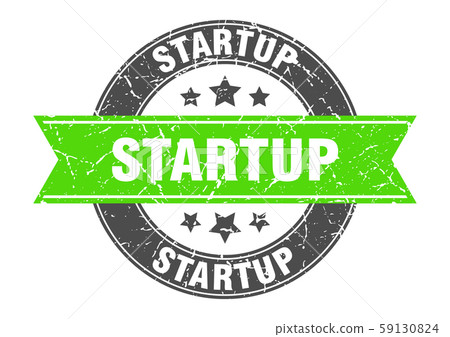 startup round stamp with green ribbon. startup - Stock Illustration ...