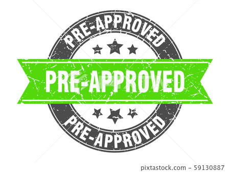 pre-approved round stamp with green ribbon. - Stock Illustration ...