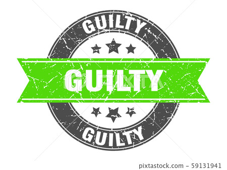 guilty round stamp with green ribbon. guilty - Stock Illustration ...