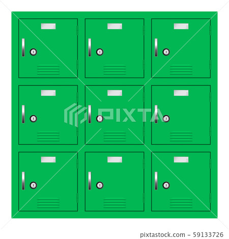 Green lockers. Gym or school furniture - Stock Illustration [59133726 ...