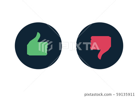 Green and red Like and dislike icon inside circle. - Stock Illustration ...