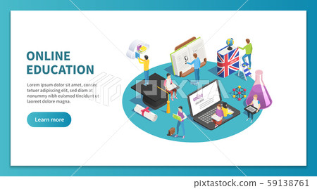 Online education isometric concept. Internet... - Stock Illustration ...