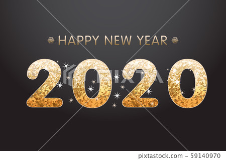 Golden text 2020 on abstract background for Happy - Stock Illustration ...