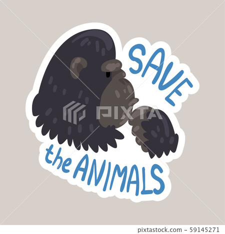 Save the animals tagline sticker cartoon vector... - Stock Illustration ...