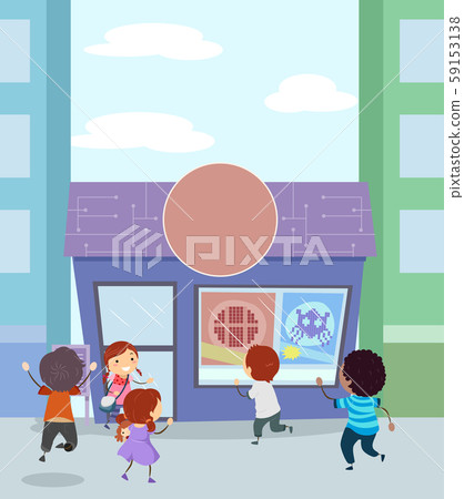 Stickman Kids Arcade Shop Illustration-插圖素材 [59153138] - PIXTA圖庫