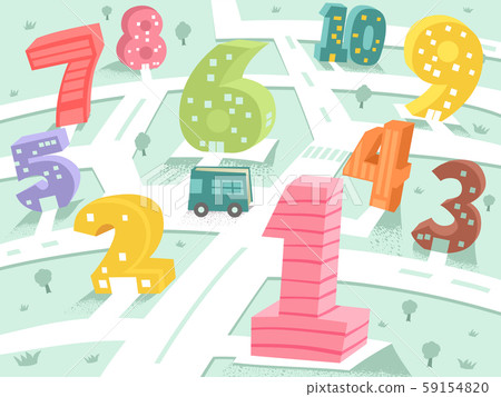Buildings Numbers Illustration - Stock Illustration [59154820] - PIXTA