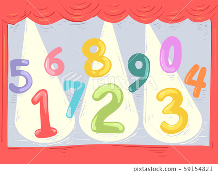 Numbers Stage Spotlight Illustration - Stock Illustration [59154821 ...