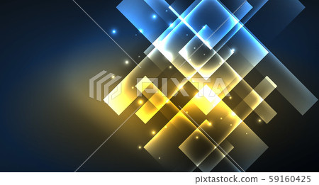 Neon glowing techno square rectangle lines,... - Stock Illustration ...