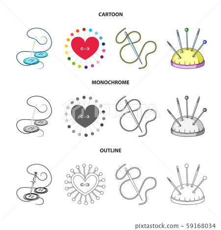 Vector design of pin and sewing sign. Set of... - Stock Illustration ...