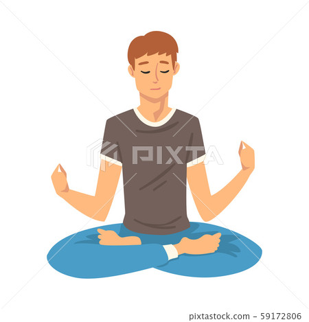 Man safe the balance with meditation,... - Stock Illustration [59172806 ...