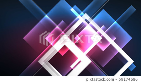 Neon glowing techno square rectangle lines,... - Stock Illustration ...
