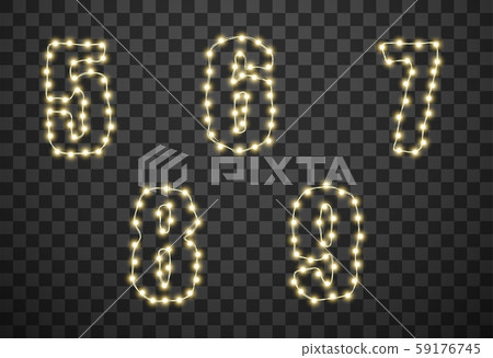 Numbers with light bulbs isolated on... - Stock Illustration [59176745 ...