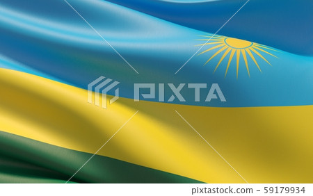 High resolution close-up flag of Rwanda. 3D... - Stock Illustration ...