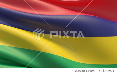 High resolution close-up flag of Mauritius. 3D... - Stock Illustration ...