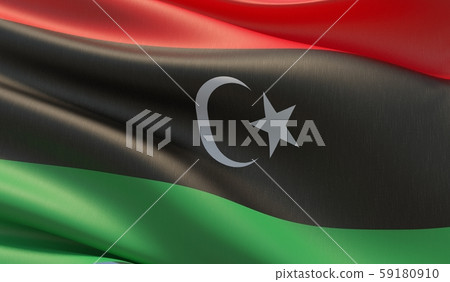 High resolution close-up flag of Libya. 3D... - Stock Illustration ...