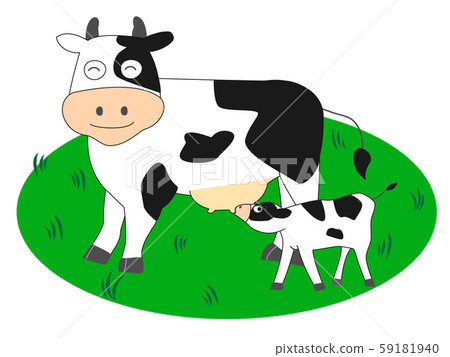 Cow parent and child - Stock Illustration [59181940] - PIXTA