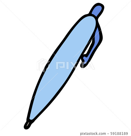 cartoon blue pen in doodle style. isolated... - Stock Illustration ...