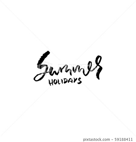 Summer holidays lettering. Modern dry brush... - Stock Illustration ...