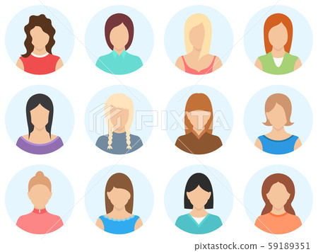 Women avatar set isolated on white background.... - Stock Illustration ...