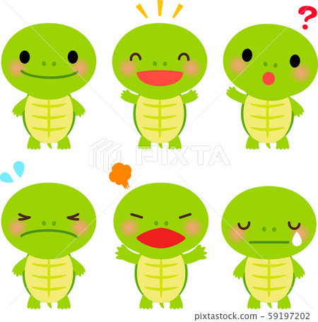 Cute turtle emotion illustration set - Stock Illustration [59197202 ...
