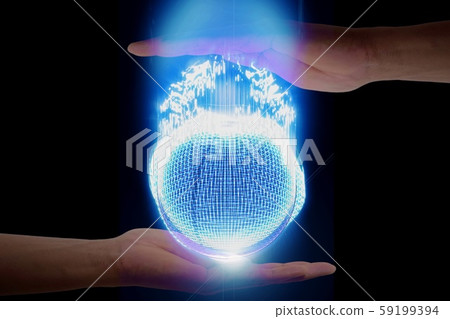 Light sphere floating in the palm of your hand - Stock Illustration ...
