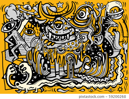 Crazy abstract doodle Social,doodle drawing - Stock Illustration ...